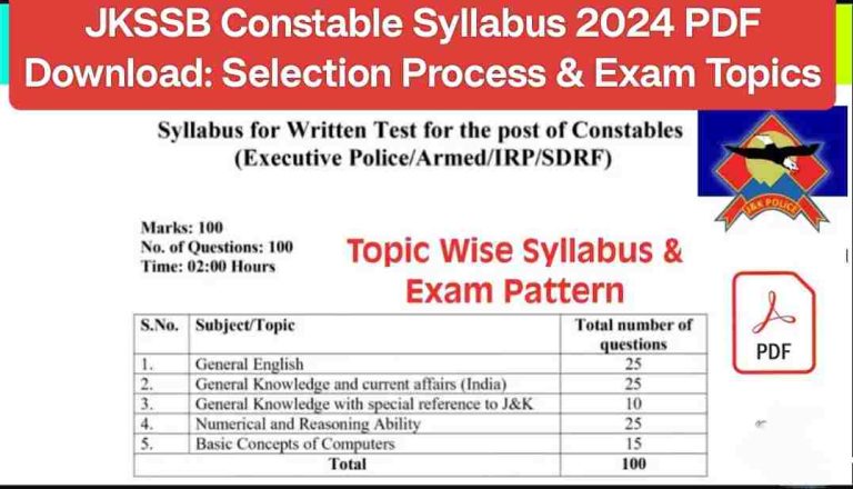 JKSSB Constable Syllabus 2024 PDF Download: Selection Process & Exam ...