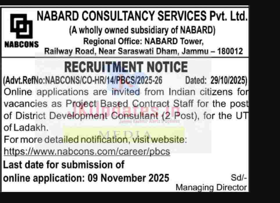 NABCONS Recruitment 2025: Apply for District Development Consultant ...
